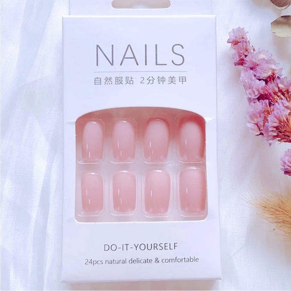 Makeup | 24 Piece Pink Coffin Shape Press On Nails | Poshmark
